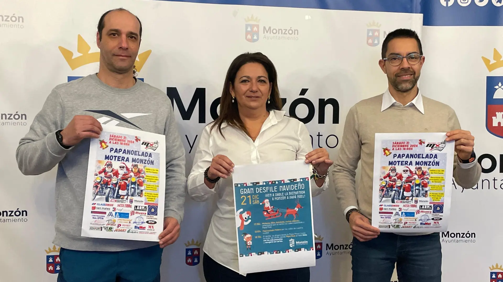 Elfos, una batucada y un desfile motero para recibir a Papá Noel en Monzón