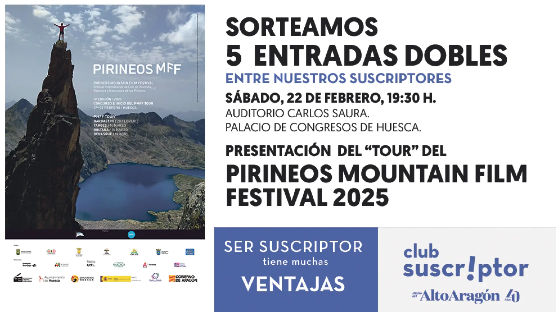 Participa en el sorteo de 5 entradas dobles para la presentación del "tour" del Pirineos MFF
