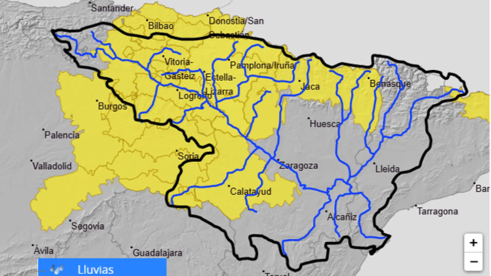La CHE avisa de crecidas súbitas en barrancos y cauces menores en casi toda la cuenca del Ebro